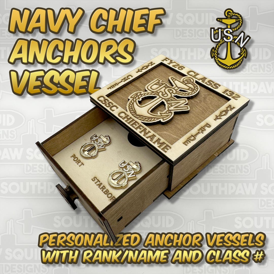US Navy Chief Anchor Laser Engraved Vessel | Custom CPO Heritage Anchor ...
