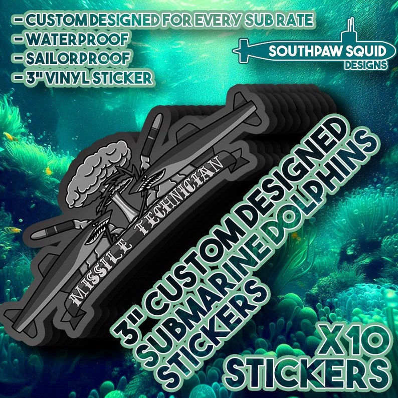 US Navy Submarine Dolphin Sticker | Custom 3" Vinyl Sticker Decal ...