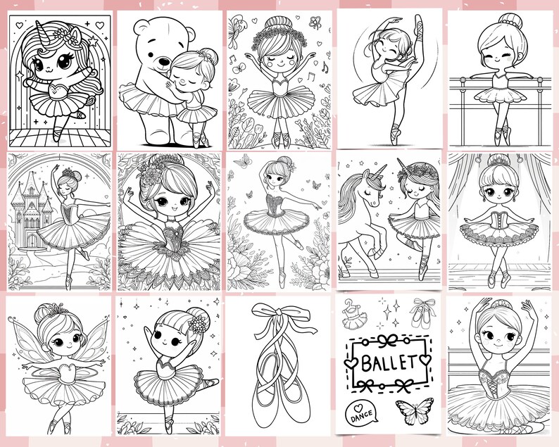 Bundle 50 Ballet Coloring Pages Dance Themed Activities for Kids ...