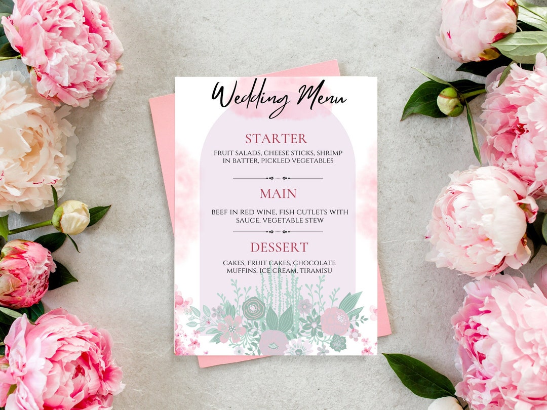 Canva Wedding Menu Template, Minimalist Wedding Menu, Modern Wedding ...