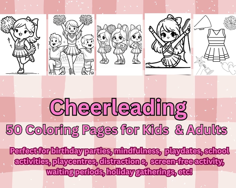 Bundle 50 Cheerleading Coloring Pages PDF Cheer Activity Sheets for ...