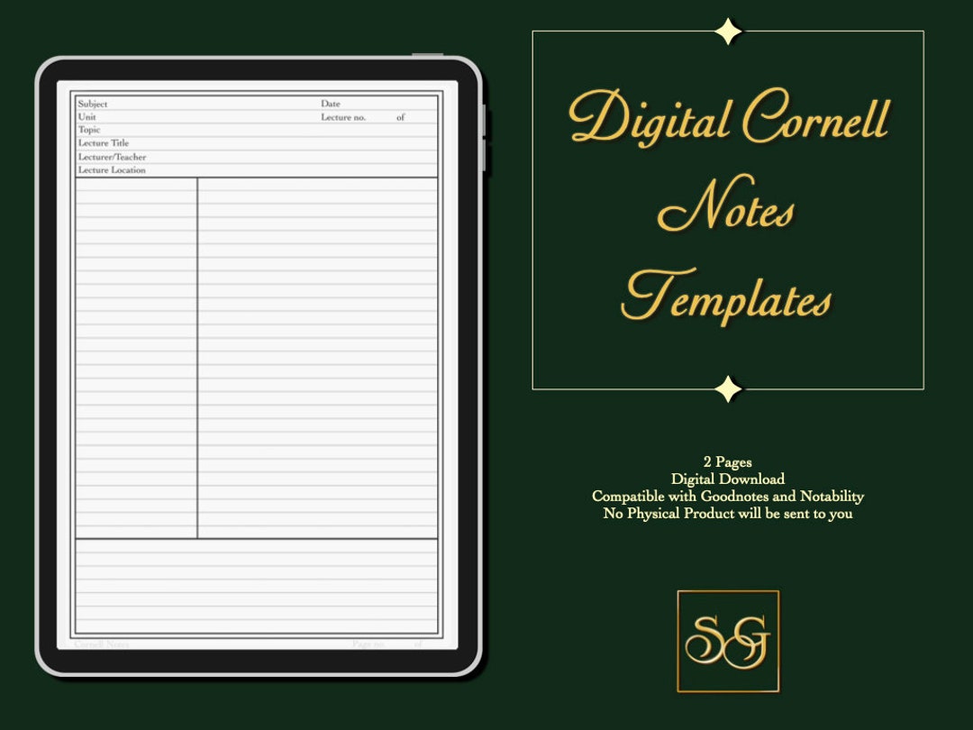 Digital Cornell Notes Template - Etsy