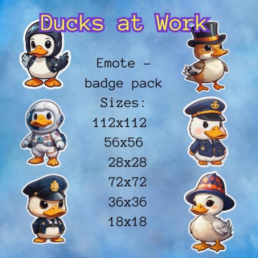 Ducks at Work - Emotes and Badges for Twitch Kick Discord - Etsy