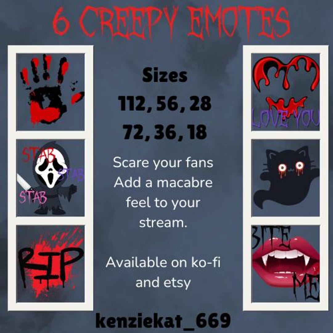 Horror Creepy Bloodied Emotes and Badges for Streamers - Etsy