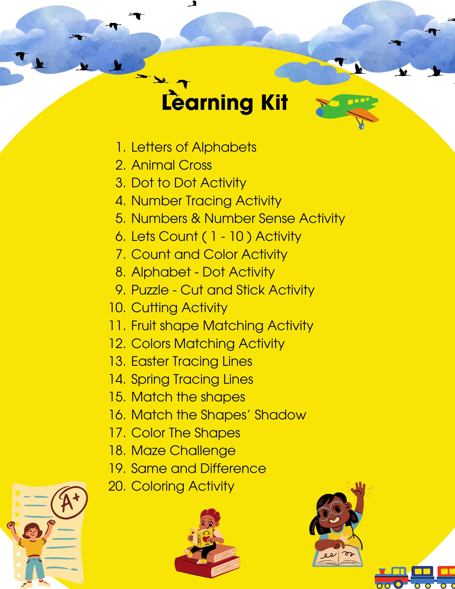 Kids Learning Kit, Preschool Pintables, Toddler Learning Worksheet ...