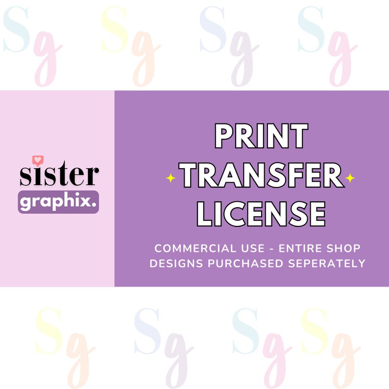 Printed Sublimation Transfer License, Print on Demand, Commercial ...