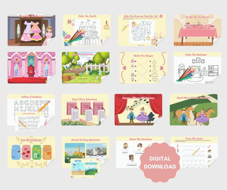 Princess Busy Book Printable, Kids Binder, Preschool Activities ...