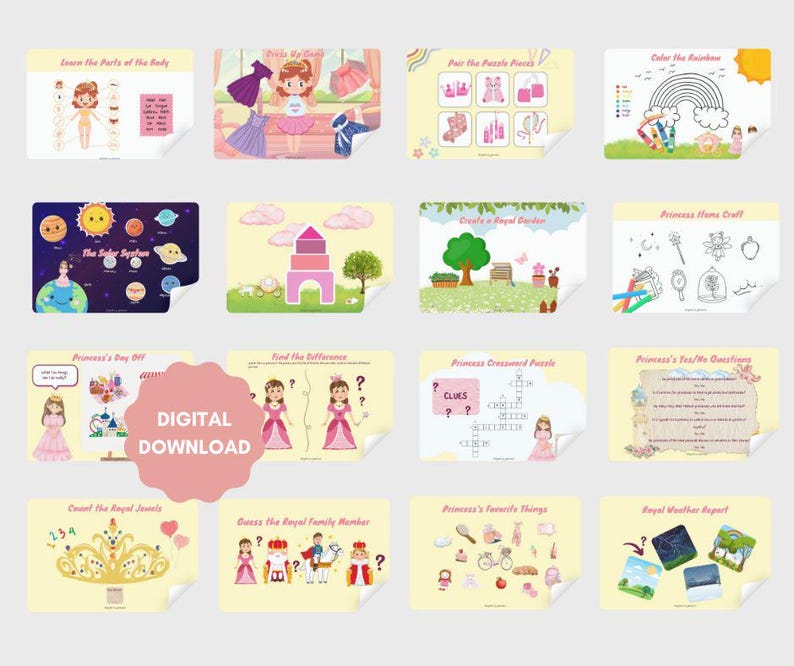 Princess Busy Book Printable, Kids Binder, Preschool Activities ...