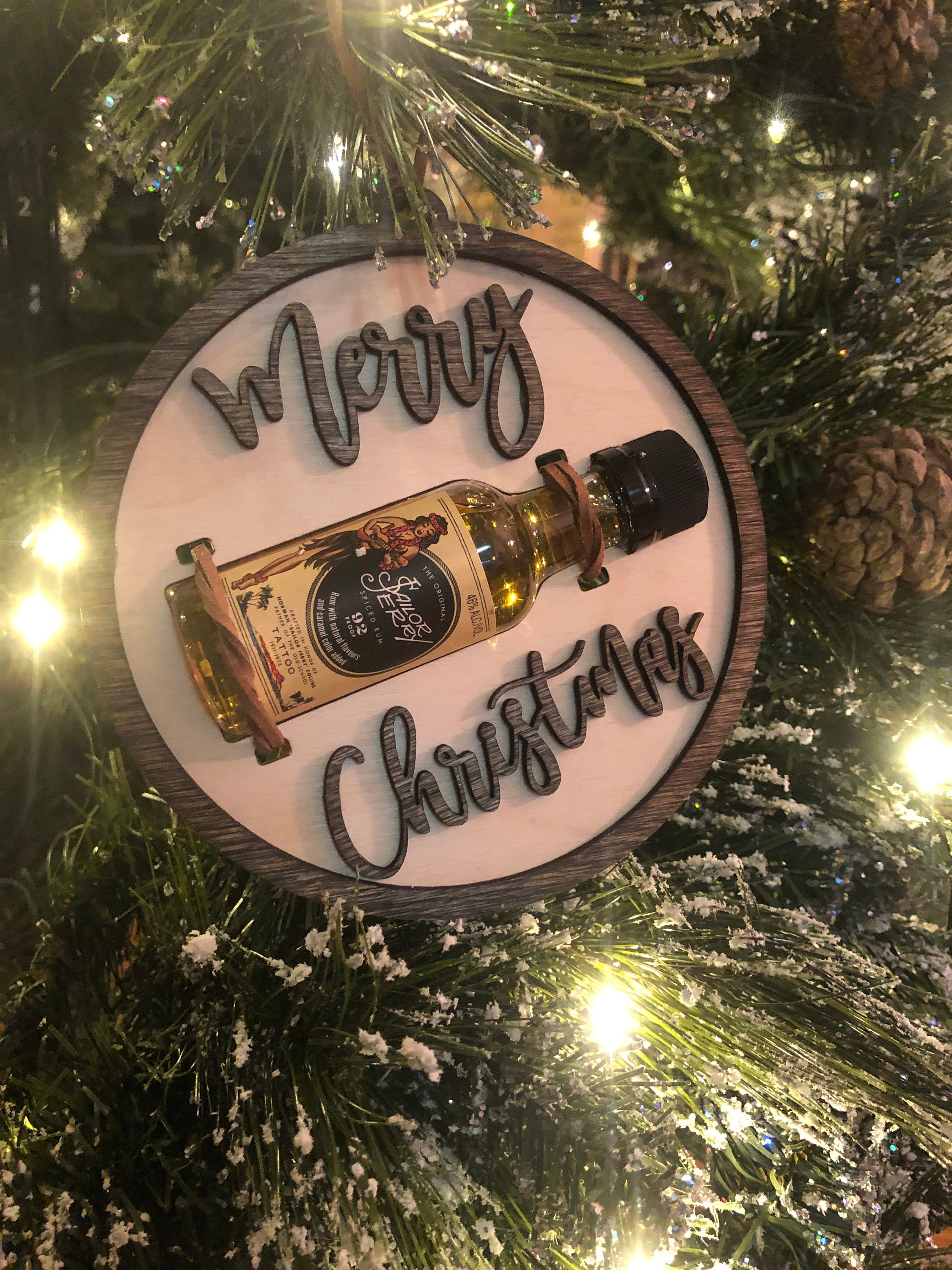 Mini Alcohol Bottle Christmas Ornaments: SVG Laser Cut Files (digital ...
