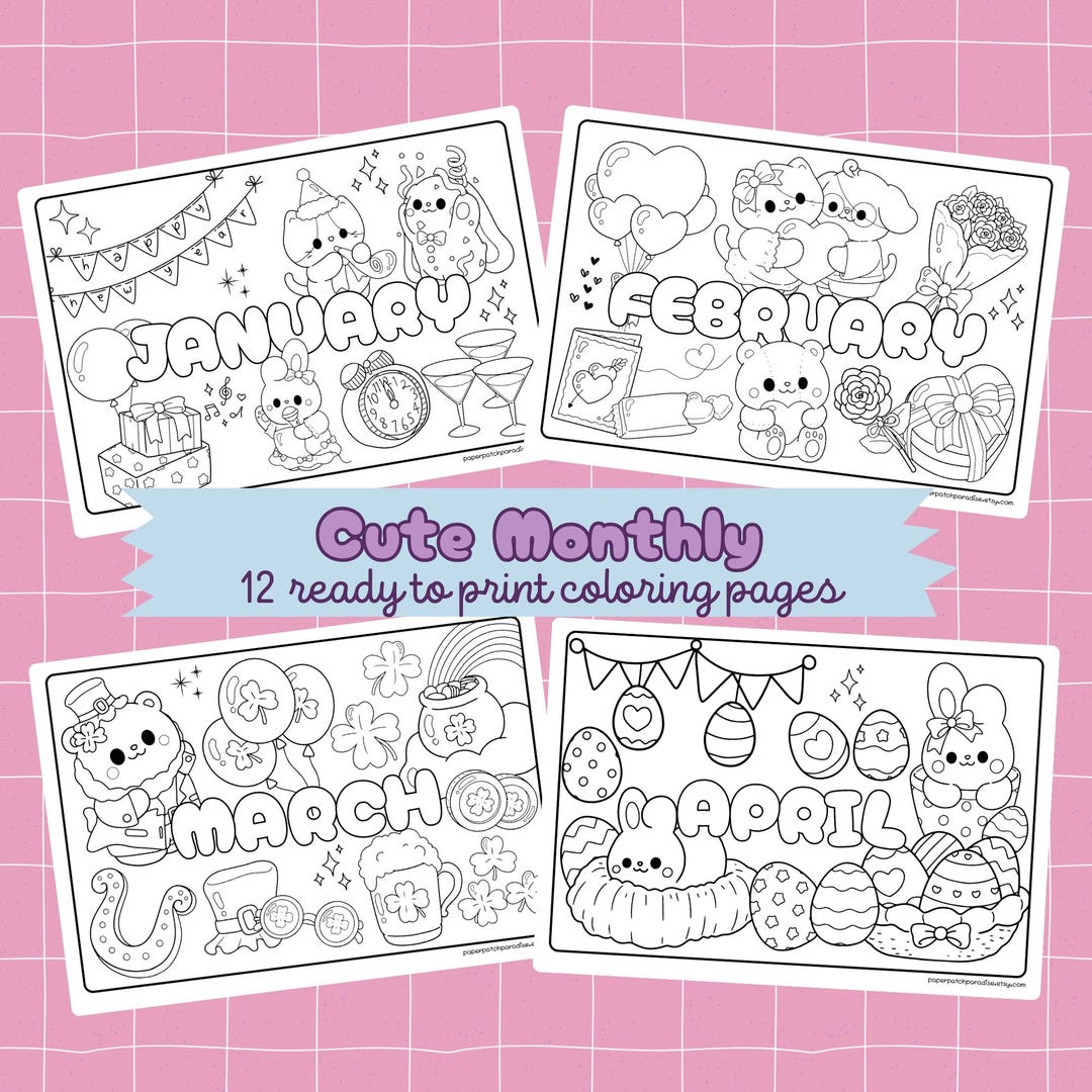 Monthly Coloring Pages Printable Cute 12 Months Coloring Sheet Kids ...