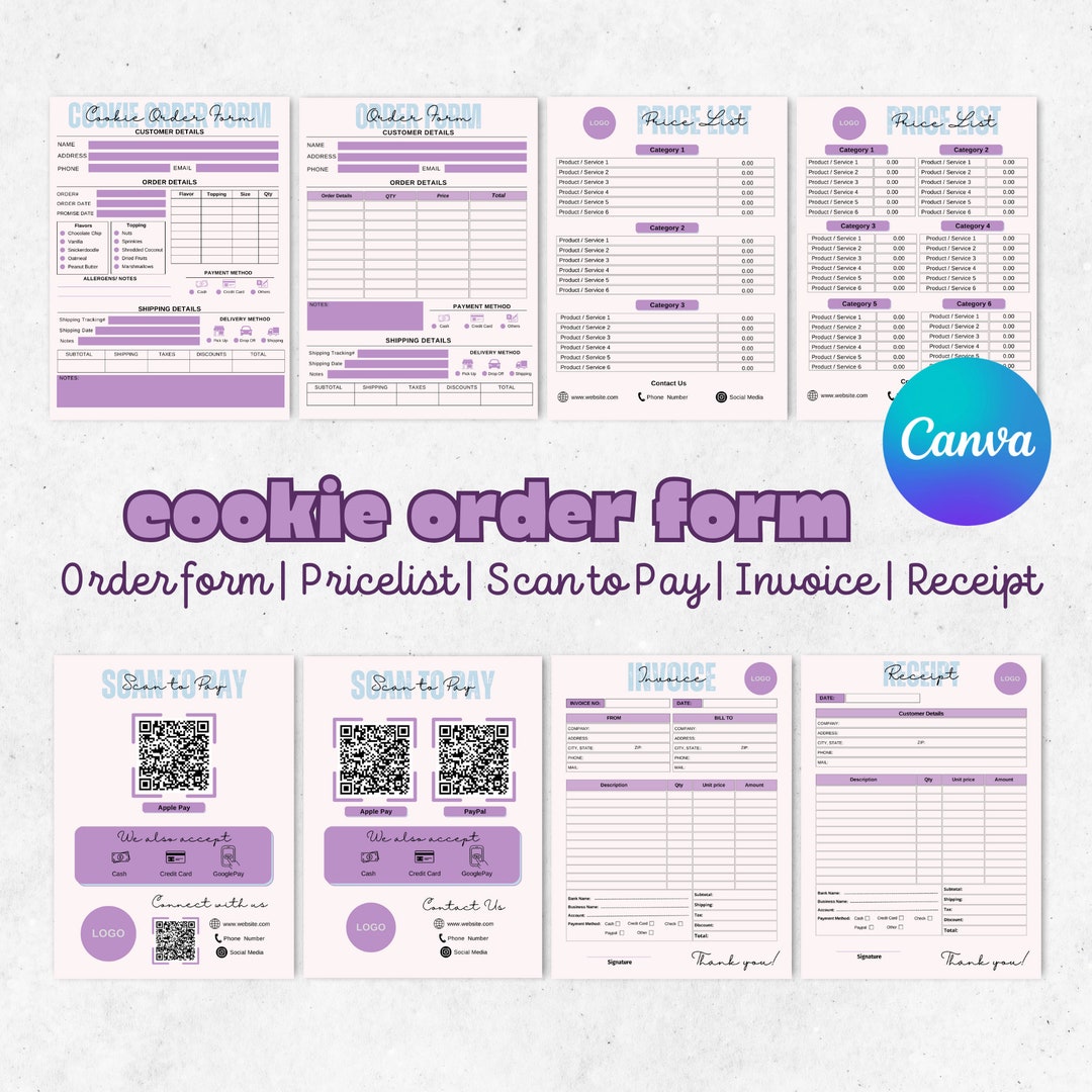 Cookie Order Form Template Printable Small Business Forms Canva ...
