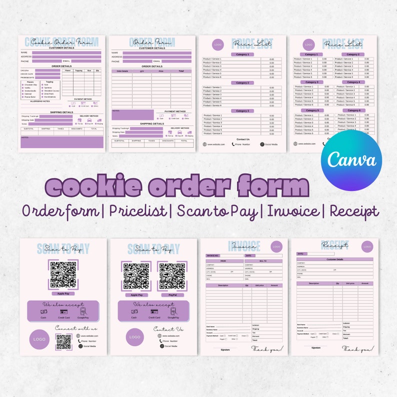 Cookie Order Form Template Printable Small Business Forms Canva ...