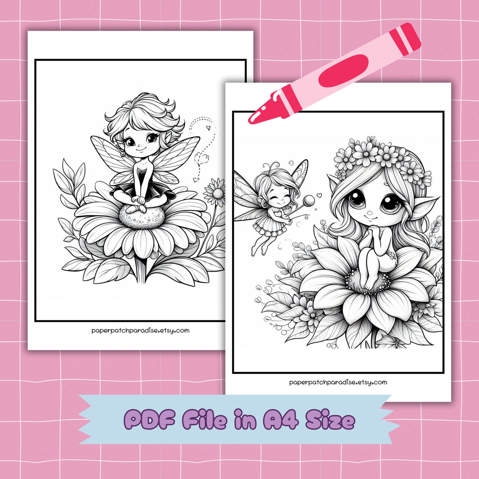 Flower Fairy Coloring Pages Printable Kawaii Fairy Coloring Sheets ...