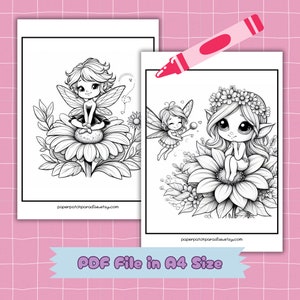 Flower Fairy Coloring Pages Printable Kawaii Fairy Coloring Sheets ...