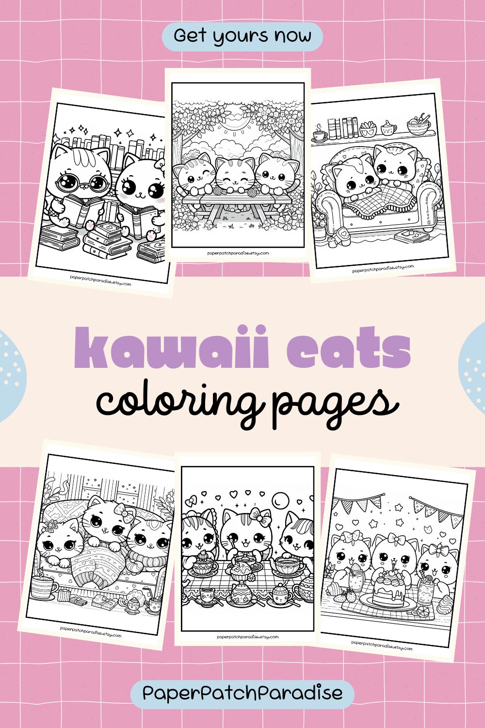 Kawaii Cat Coloring Pages Printable Cute Cat Coloring Sheets Instant ...