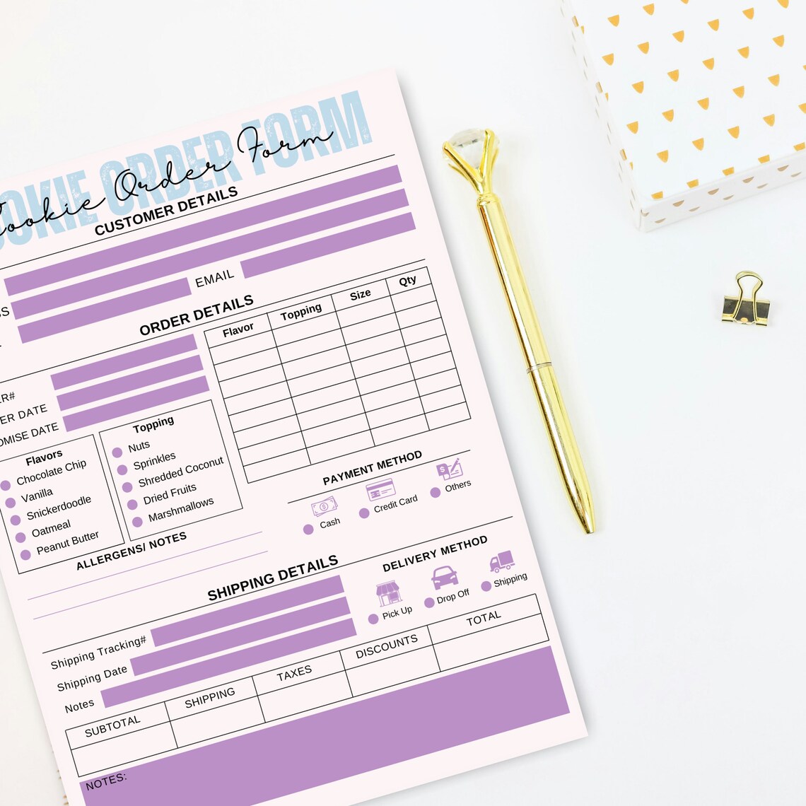 Cookie Order Form Template Printable Small Business Forms Canva ...