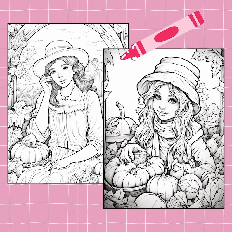 Vintage Country Autumn Coloring Pages Printable Fall Coloring Sheets ...