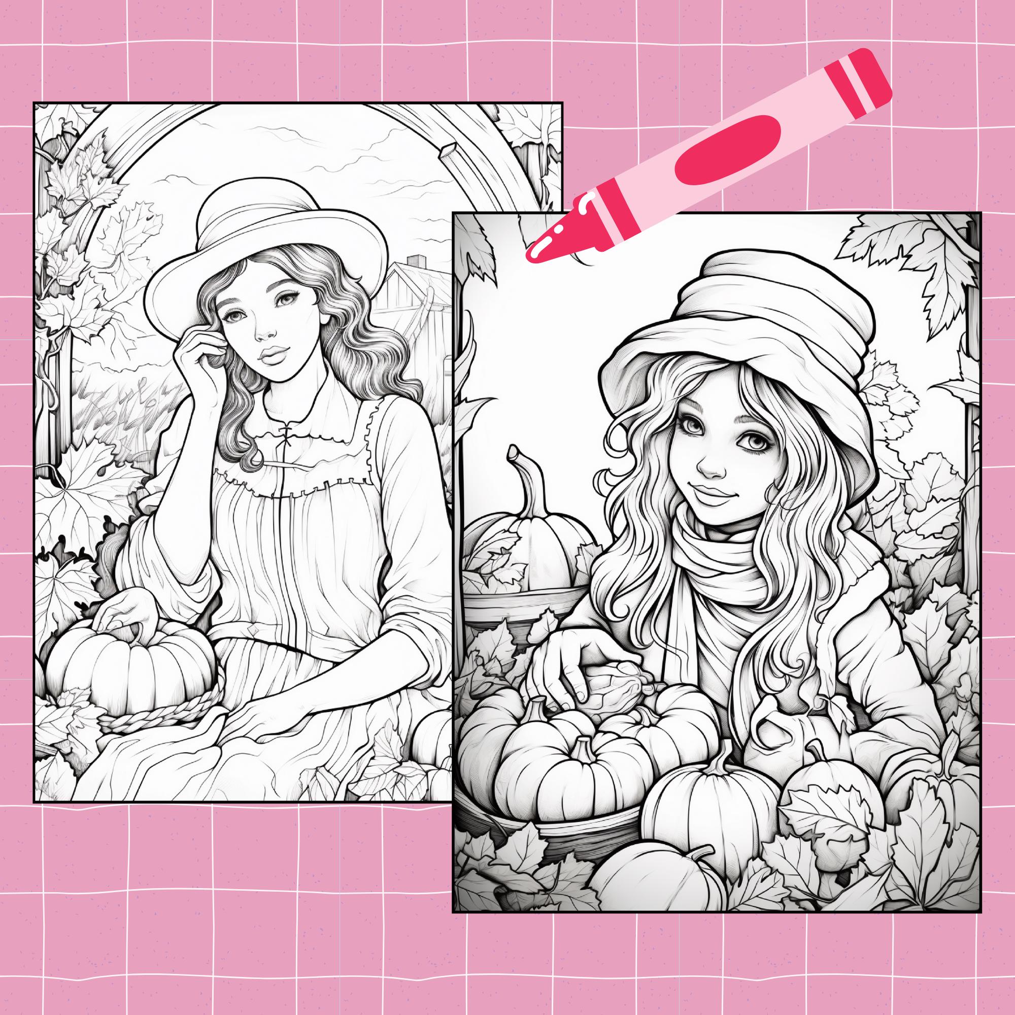 Vintage Country Autumn Coloring Pages Printable Fall Coloring Sheets ...