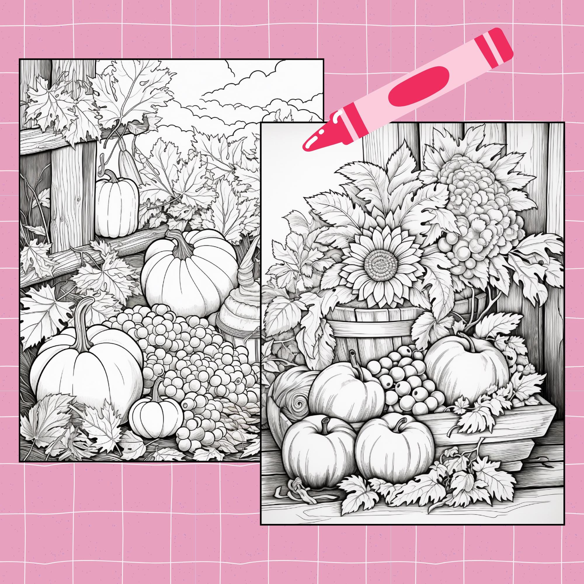 Vintage Country Autumn Coloring Pages Printable Fall Coloring Sheets ...