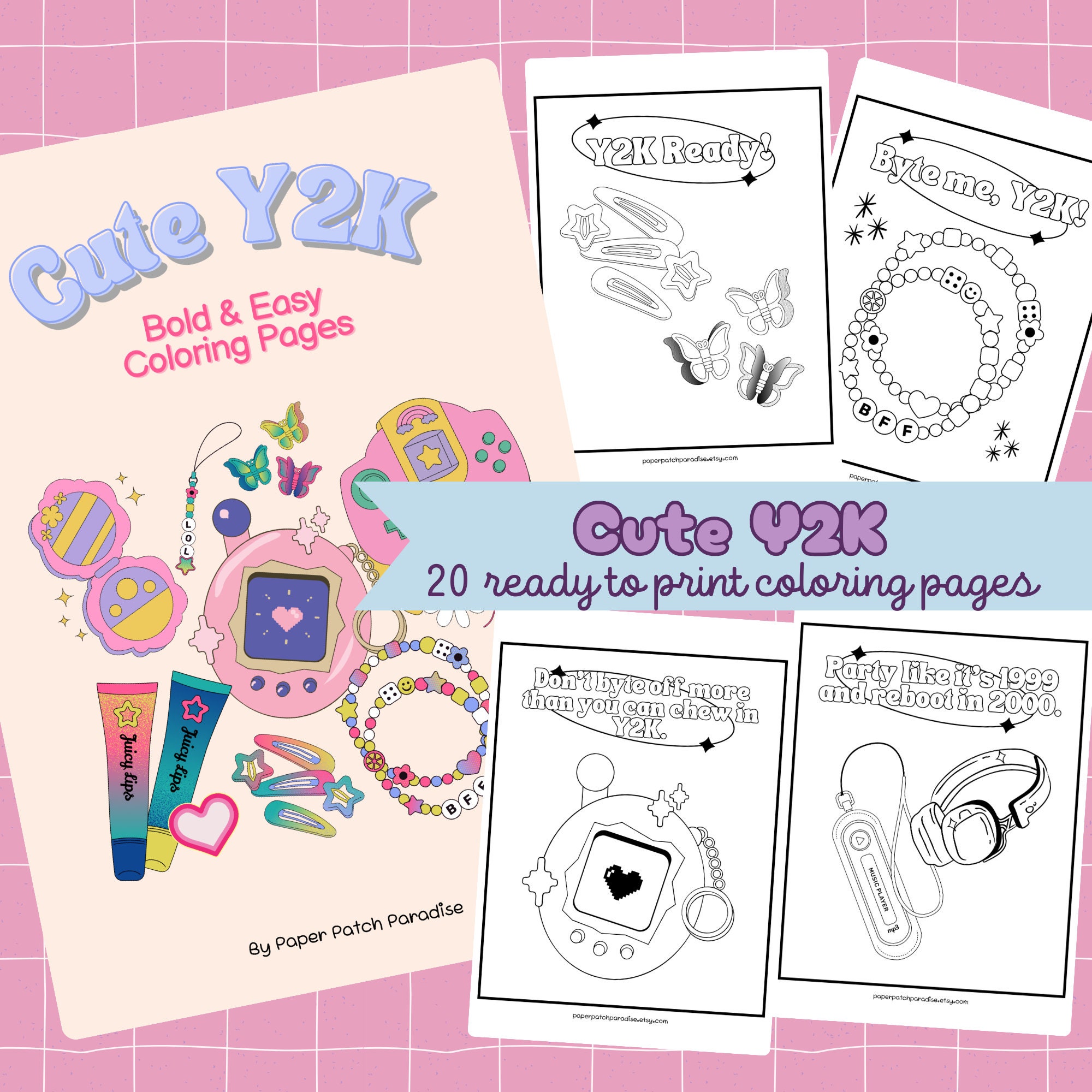 Bold and Easy Y2K Coloring Pages Printable Cute 2000s Fashion Coloring ...