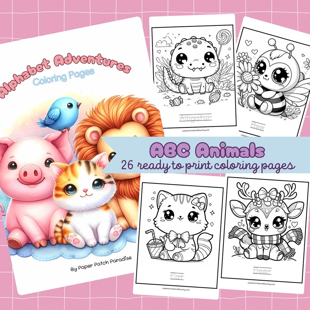 ABC Animals Coloring Pages Printable Kawaii Animals Coloring Sheets ...