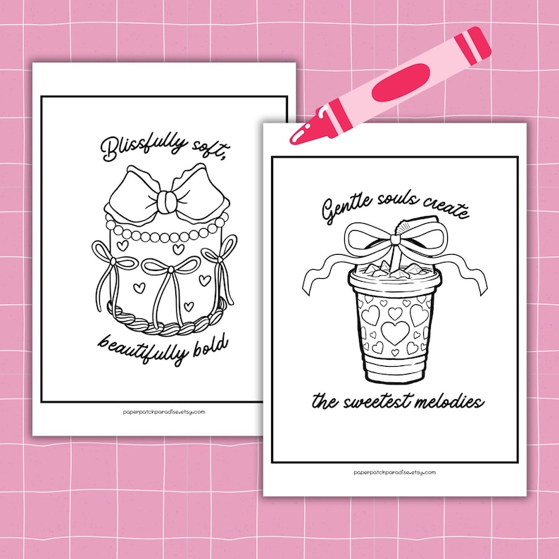 Bold and Easy Soft Girl Era Coloring Pages Printable Cute Coquette ...