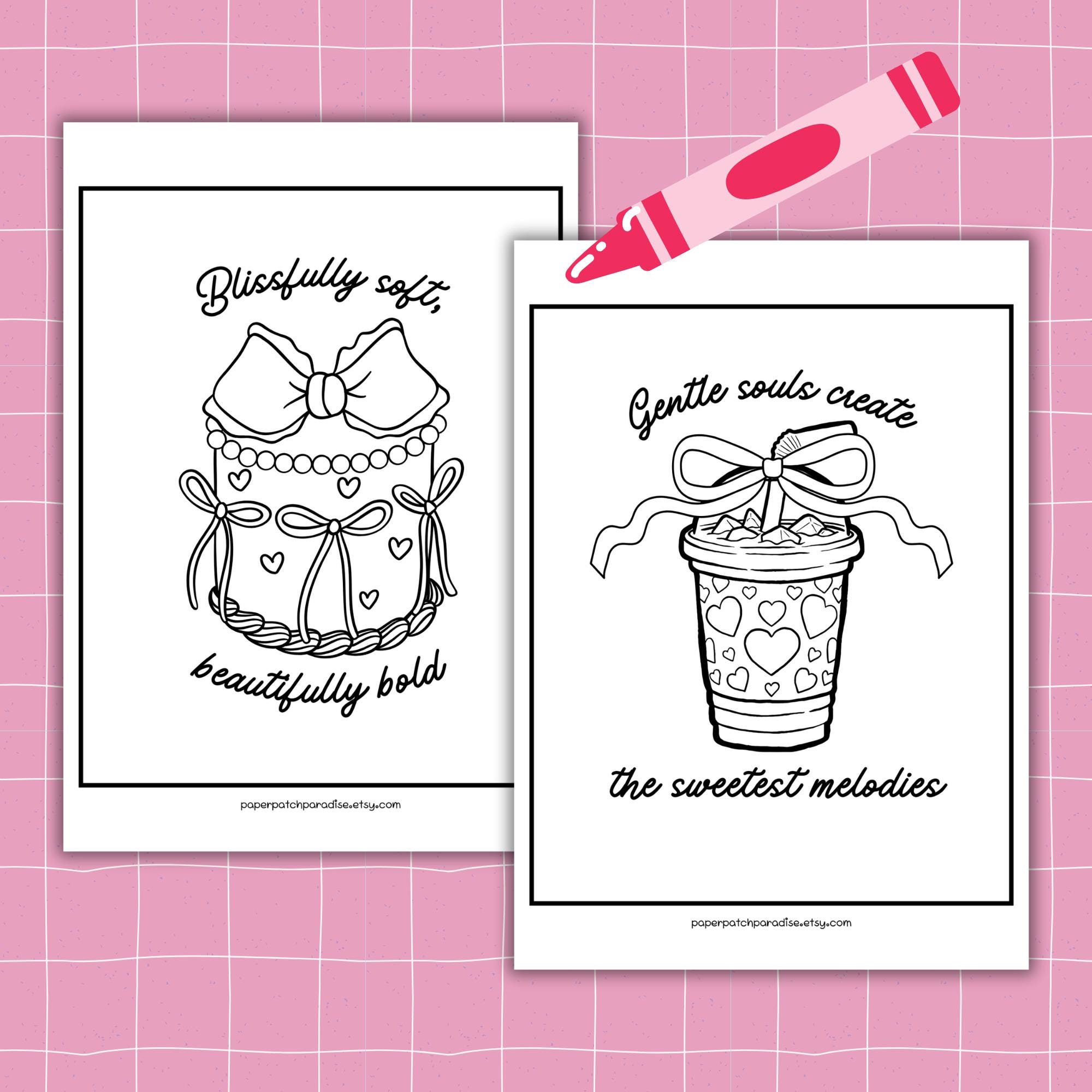 Bold and Easy Soft Girl Era Coloring Pages Printable Cute Coquette ...