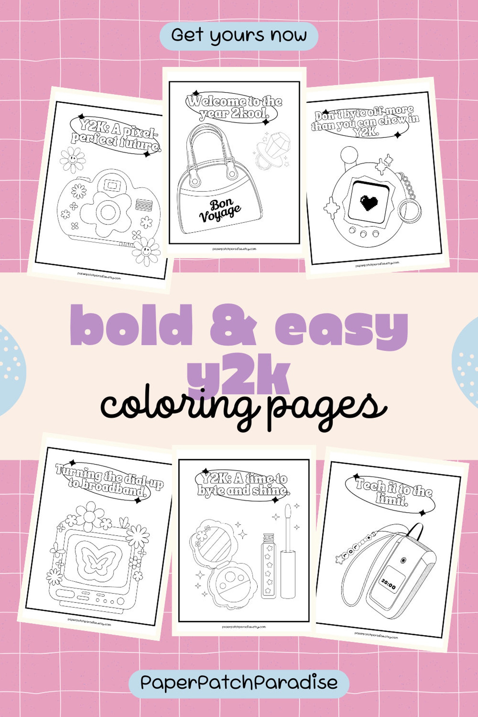 Bold and Easy Y2K Coloring Pages Printable Cute 2000s Fashion Coloring ...