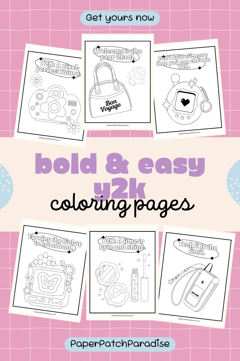 Bold and Easy Y2K Coloring Pages Printable Cute 2000s Fashion Coloring ...