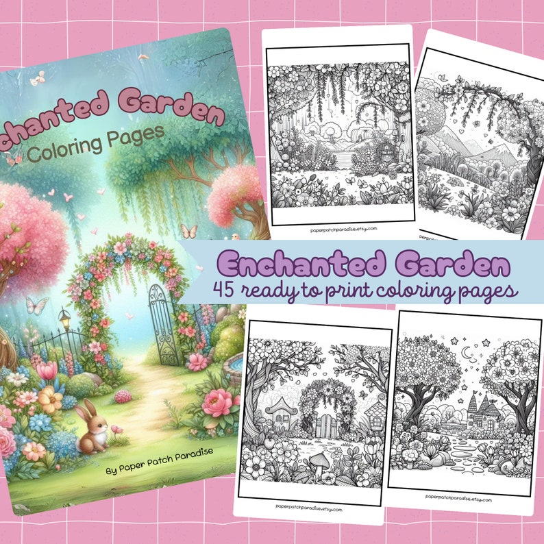 Enchanted Garden Coloring Pages Printable Grayscale Coloring Sheets ...