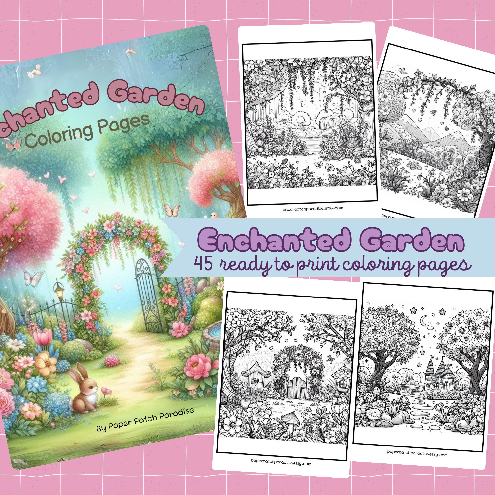 Enchanted Garden Coloring Pages Printable Grayscale Coloring Sheets ...