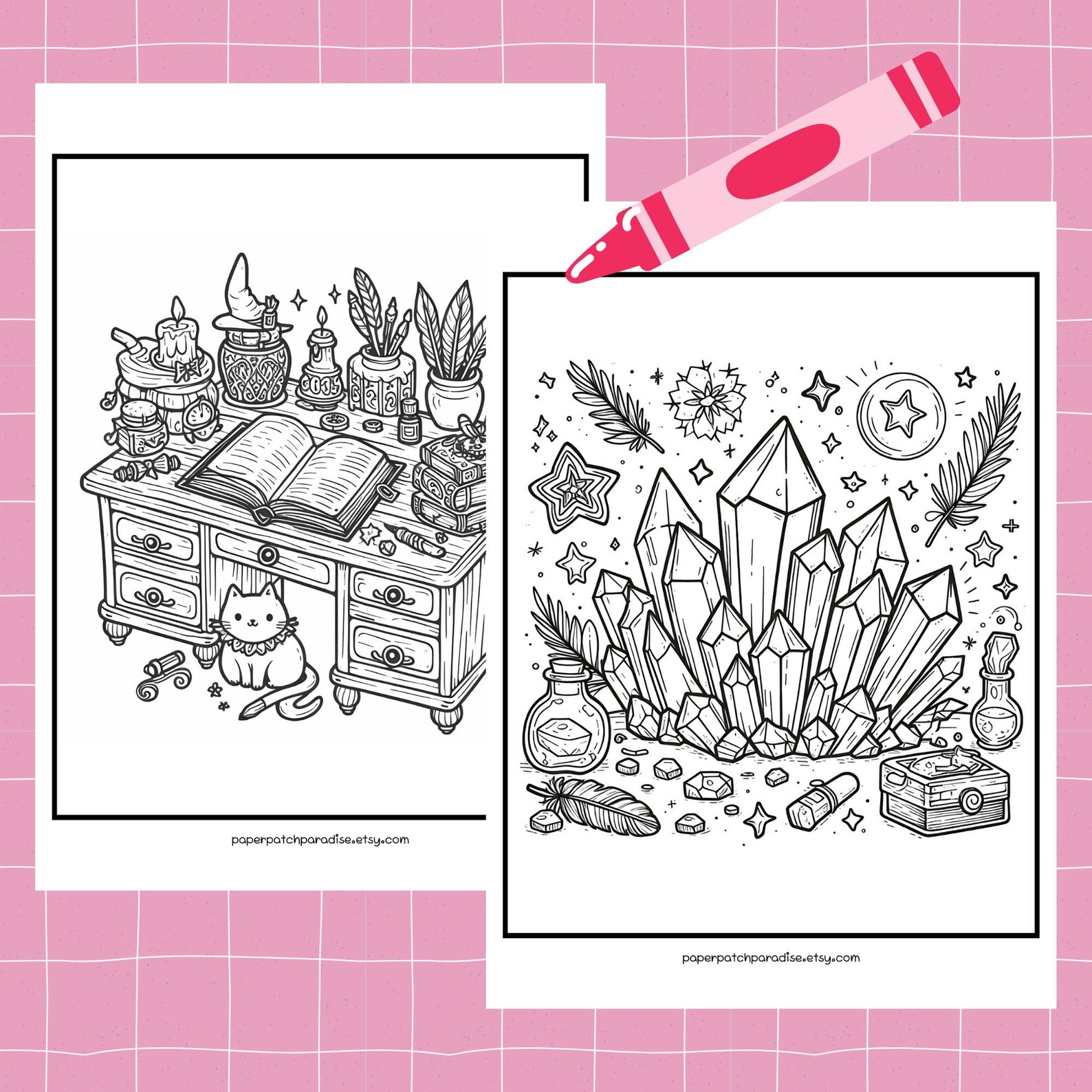 Magic Potions & Spell Coloring Pages Printable Cute Witchy Coloring ...