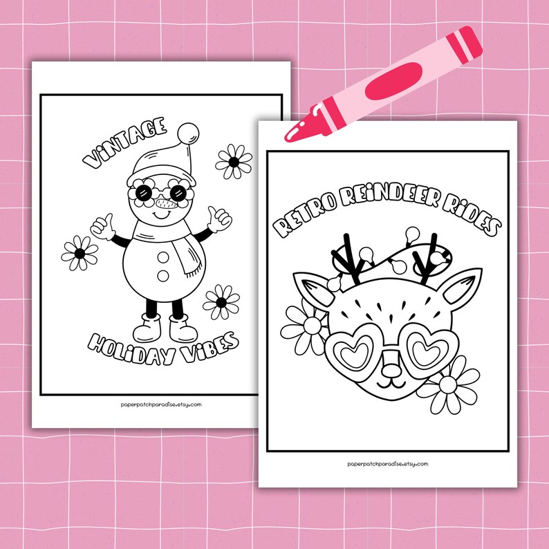 Bold and Easy Retro Christmas Coloring Pages Printable Cute Holiday ...