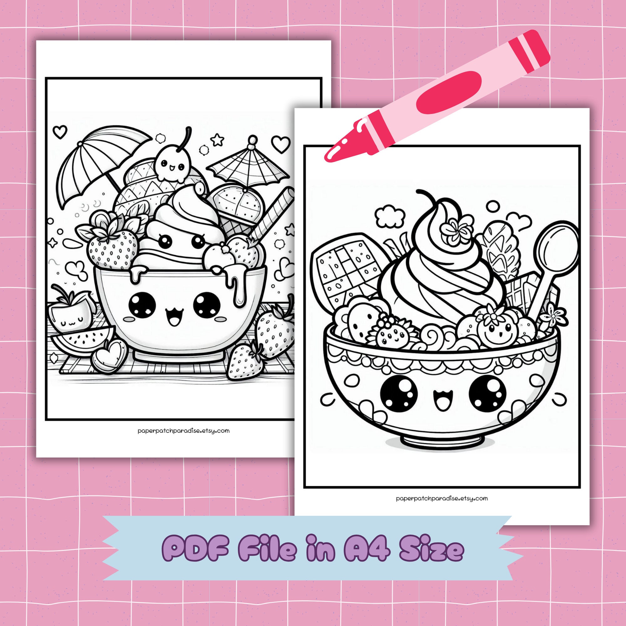 Summer Desserts Coloring Pages Printable Kawaii Food Coloring Sheets ...