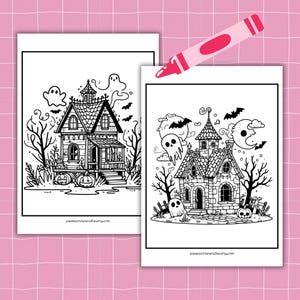 Cute Haunted House Coloring Pages Printable Spooky Ghost Coloring Book ...