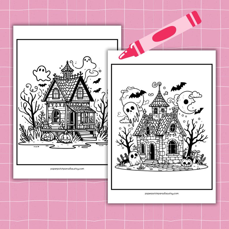 Cute Haunted House Coloring Pages Printable Spooky Ghost Coloring Book ...