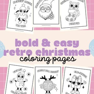 Bold and Easy Retro Christmas Coloring Pages Printable Cute Holiday ...