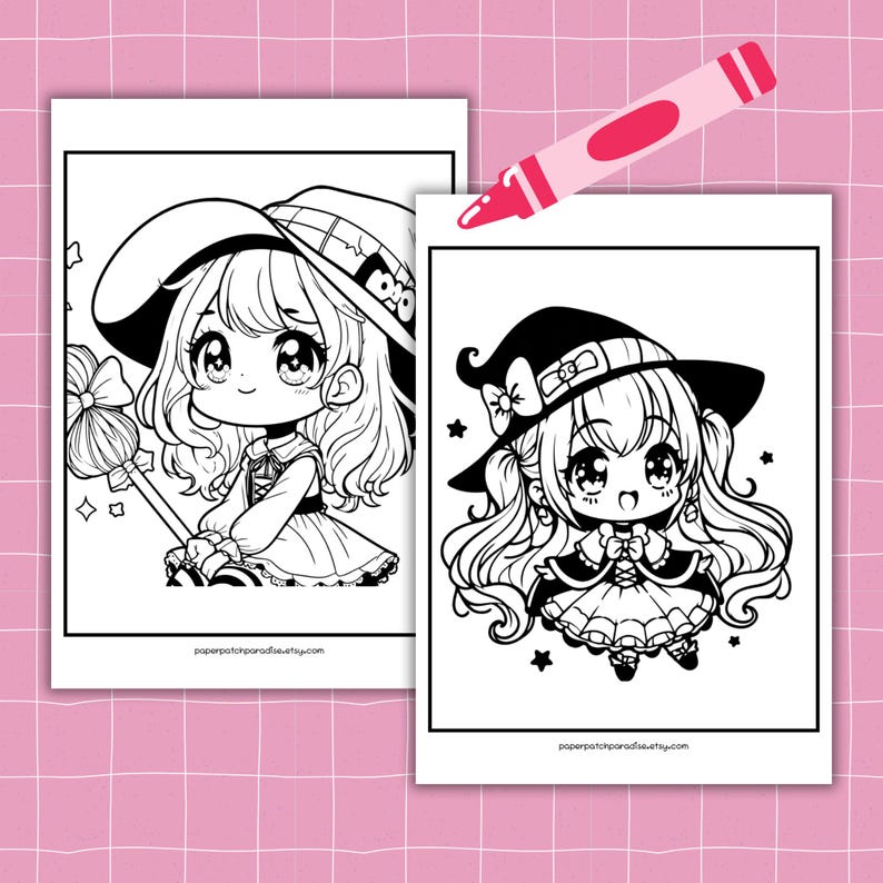 Kawaii Witch Coloring Pages Printable Pastel Goth Coloring Cute Creepy ...