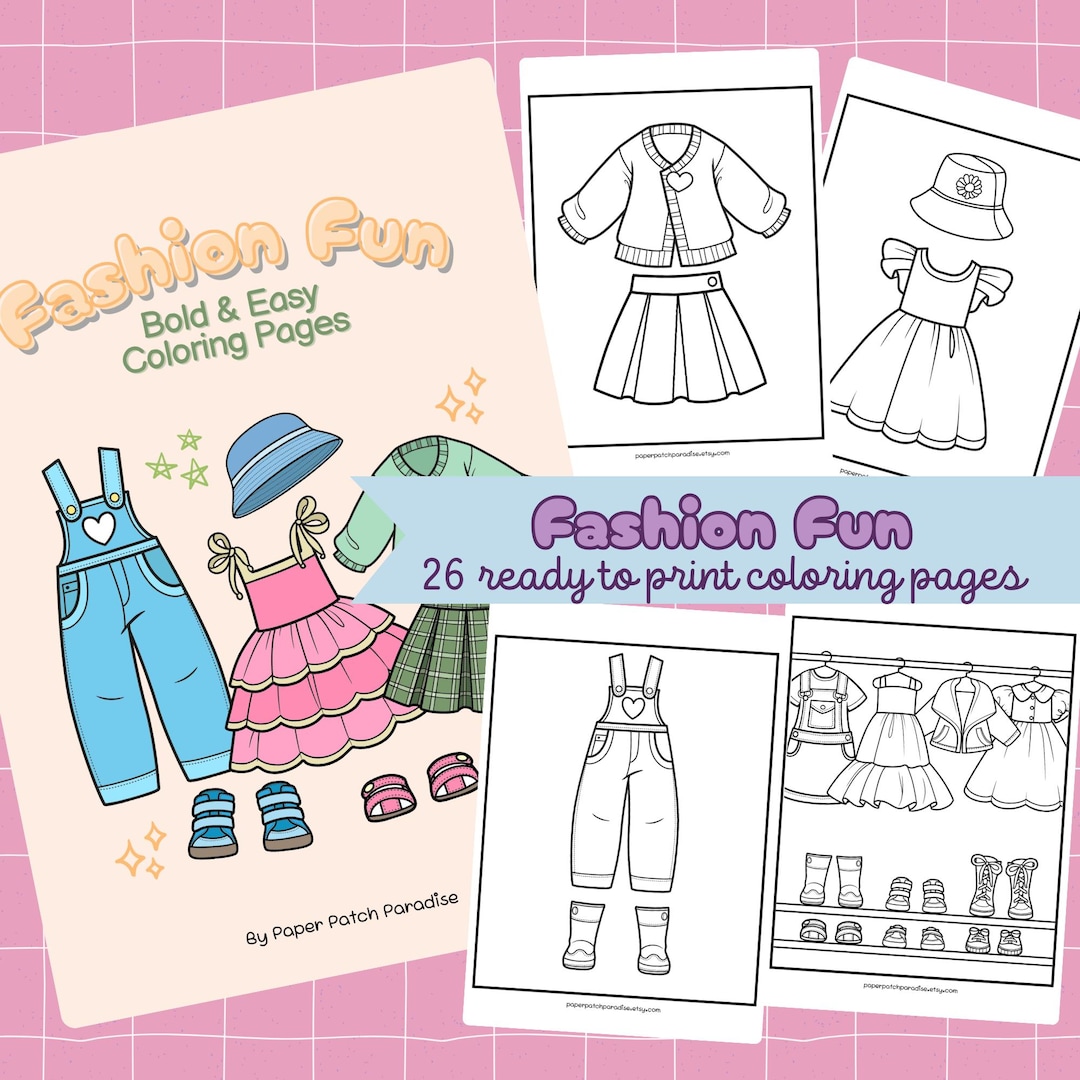 Bold and Easy Fashion Coloring Pages Printable Cute Clothing Coloring ...
