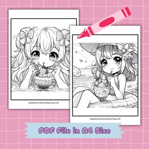 Summer Coloring Pages Printable Cute Girl Coloring Sheets Kawaii Beach ...