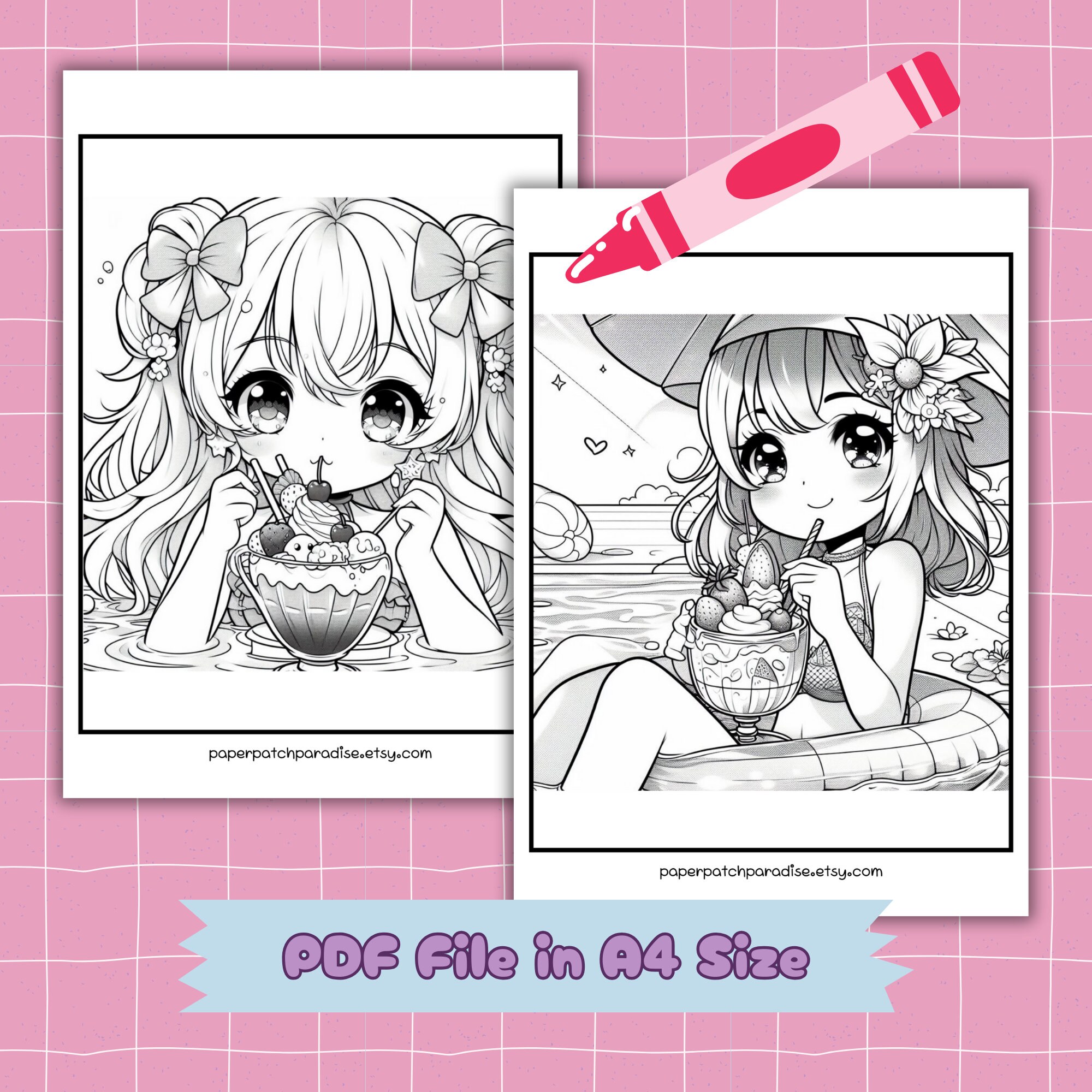 Summer Coloring Pages Printable Cute Girl Coloring Sheets Kawaii Beach ...