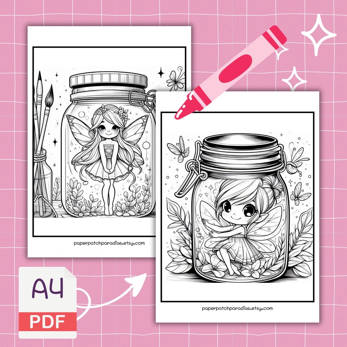 Fairy Lantern Coloring Pages Printable Kawaii Fairy in a Jar Coloring ...