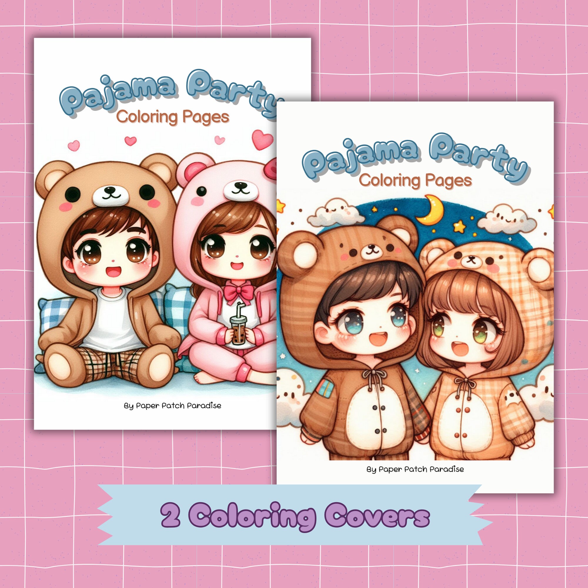 Pajama Party Coloring Pages Printable Cute Hoodie Girl and Boy Coloring ...