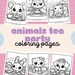 Tea Party Coloring Pages Printable Cute Animals Coloring Sheets Instant ...