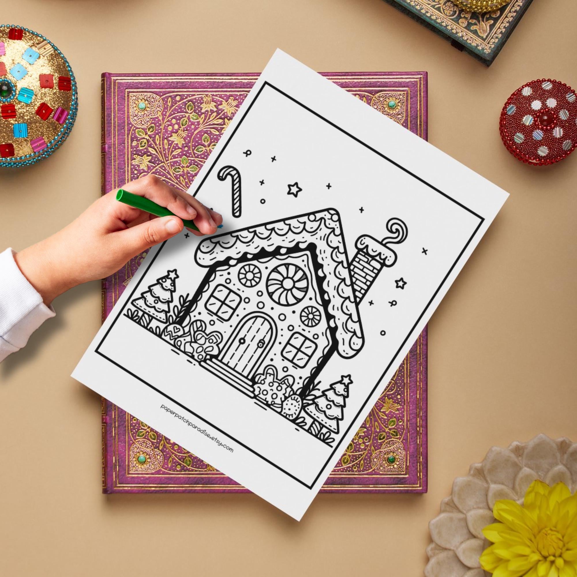 Gingerbread House Coloring Pages Printable Cute Christmas Coloring ...