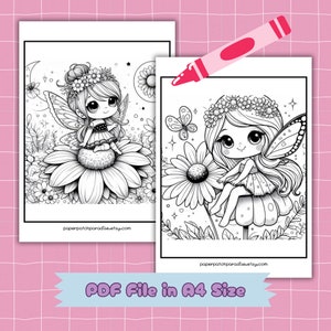 Flower Fairy Coloring Pages Printable Kawaii Fairy Coloring Sheets ...