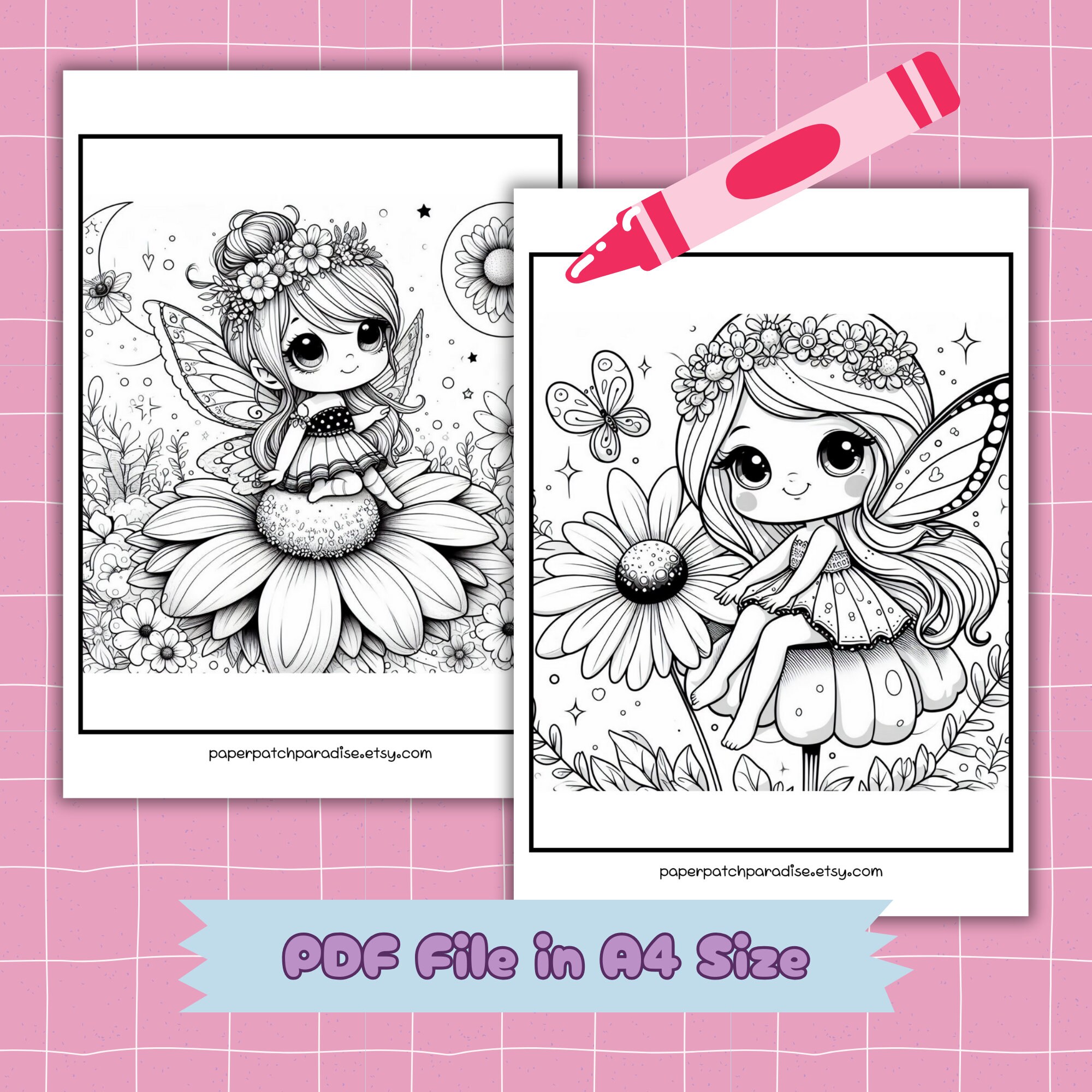 Flower Fairy Coloring Pages Printable Kawaii Fairy Coloring Sheets ...