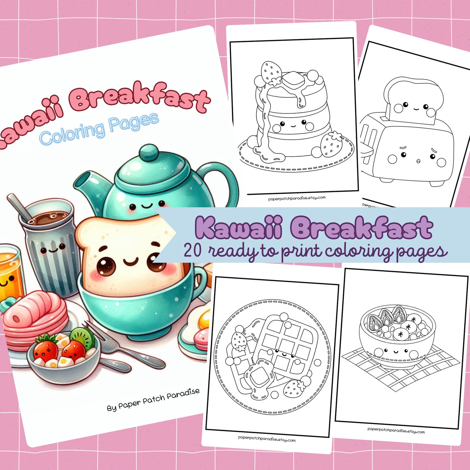 Food Coloring Pages Printable Kawaii Breakfast Coloring Sheets Bold and ...