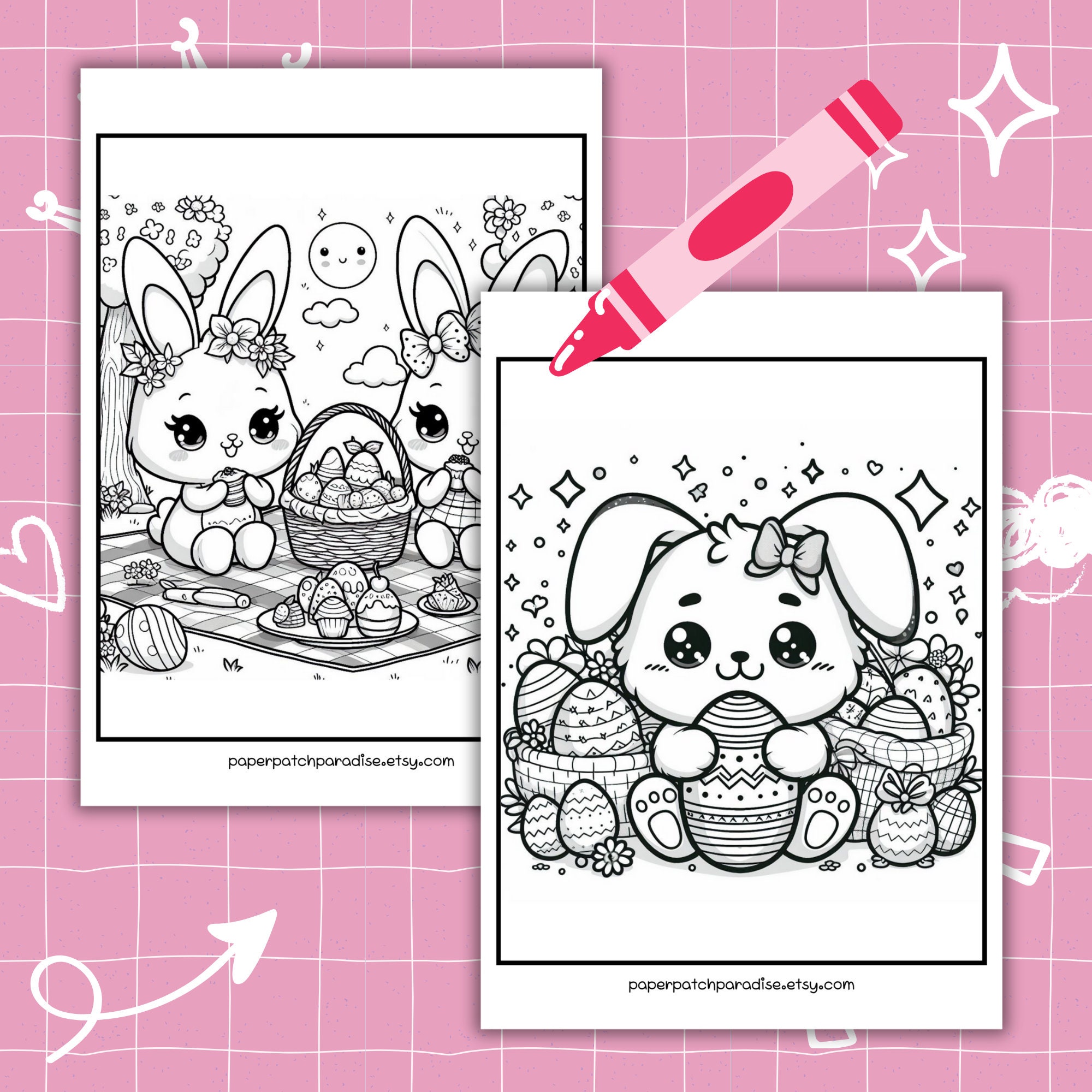 Kawaii Easter Coloring Pages Printable Easter Cute Bunny Coloring ...
