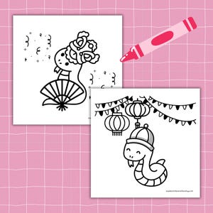 Year of the Snake 2025 Coloring Pages Printable Cute Happy New Year ...